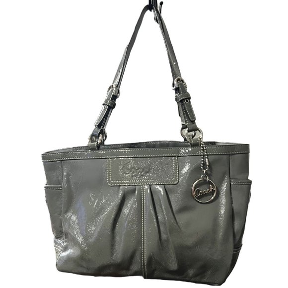 Coach | Bags | Coach Gallery Tote Patent Leather Gray Bag Purse 3761 ...
